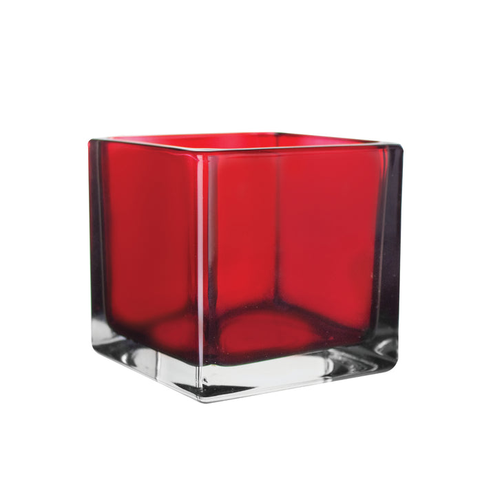 4" x 4" x 4" Square Vase – Ruby – 46 & Spruce | by Syndicate